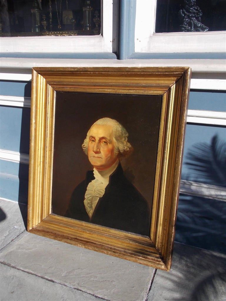 American Portrait of George Washington Oil on Board in Original Gilt ...