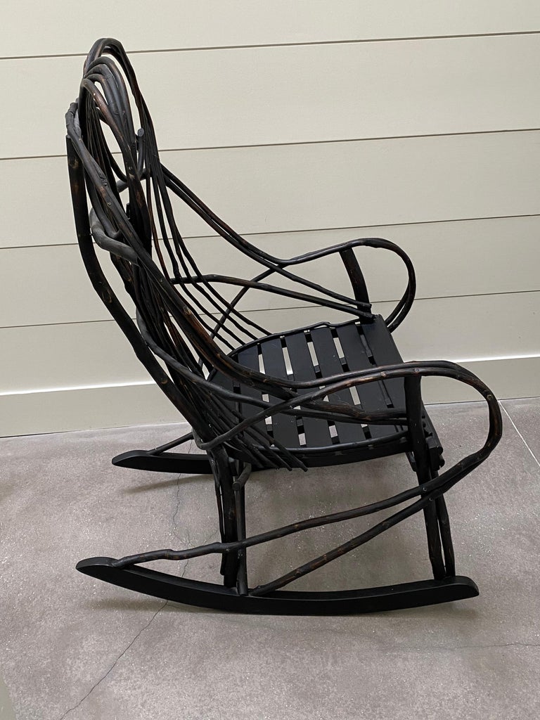 American Painted Adirondack Twig Rocking Chair For Sale at 1stDibs