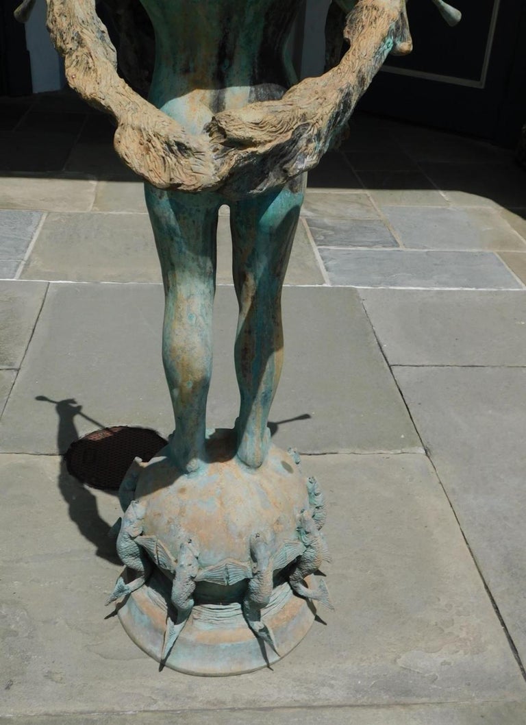 American Pan of Rohallion Bronze Fountain with Two Pipes and Fish ...