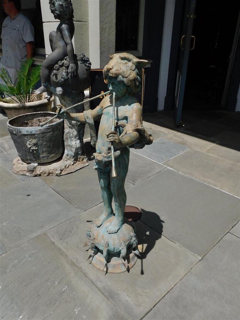 American Pan of Rohallion Bronze Fountain with Two Pipes and Fish ...