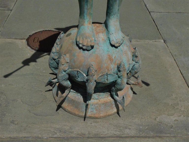 American Pan of Rohallion Bronze Fountain with Two Pipes and Fish ...