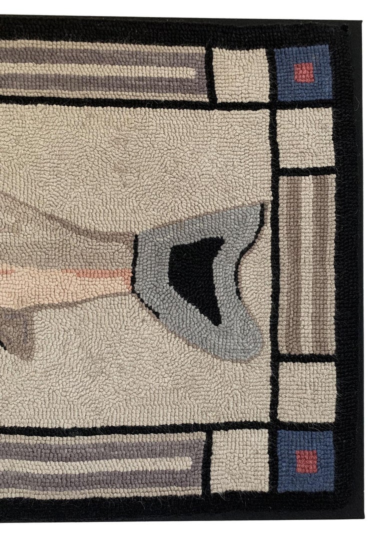 American Pictorial Fish Hand Hooked Rug, Mounted For Sale at 1stDibs