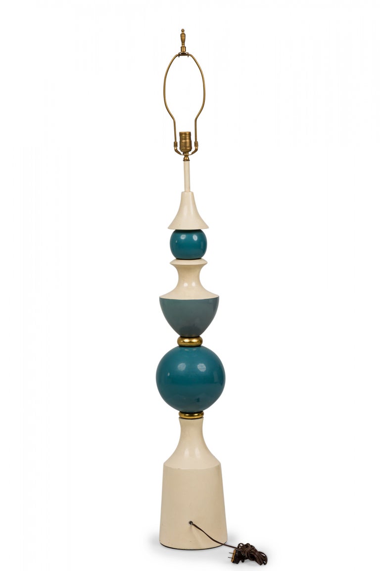 American Plaster Harlequin Balustrade White and Blue Painted Table Lamp ...