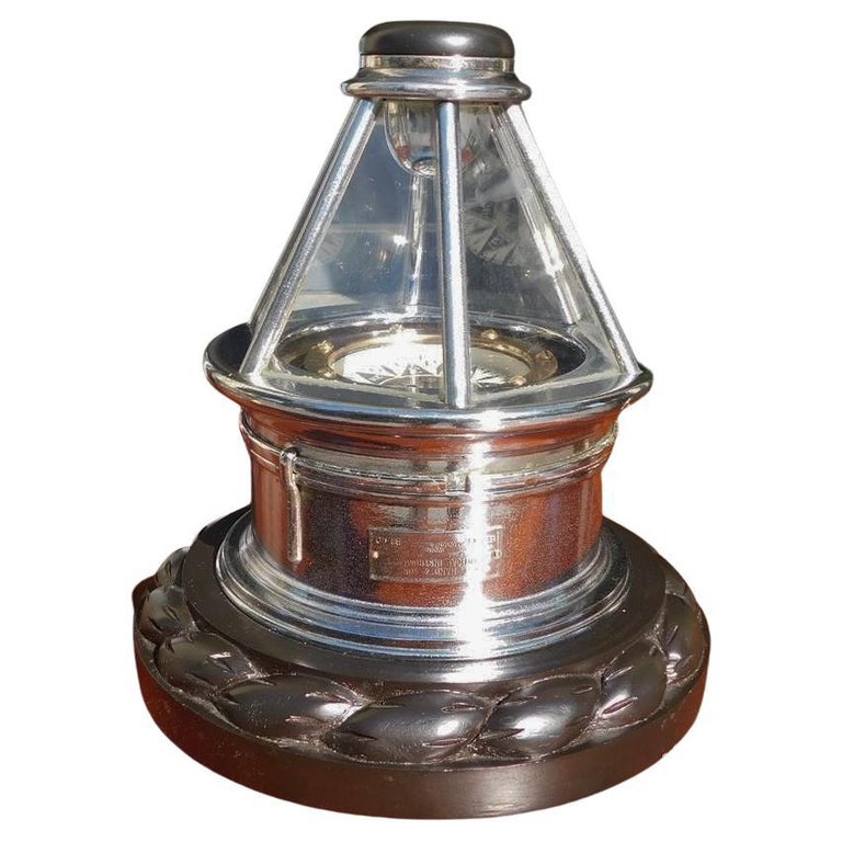 American Polished Steel Sky Light Binnacle with Rope Carved Base, Phil ...