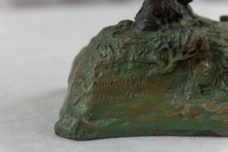 American Polychrome Bronze Bison, Artist Signed, Dated 1914 For Sale at ...