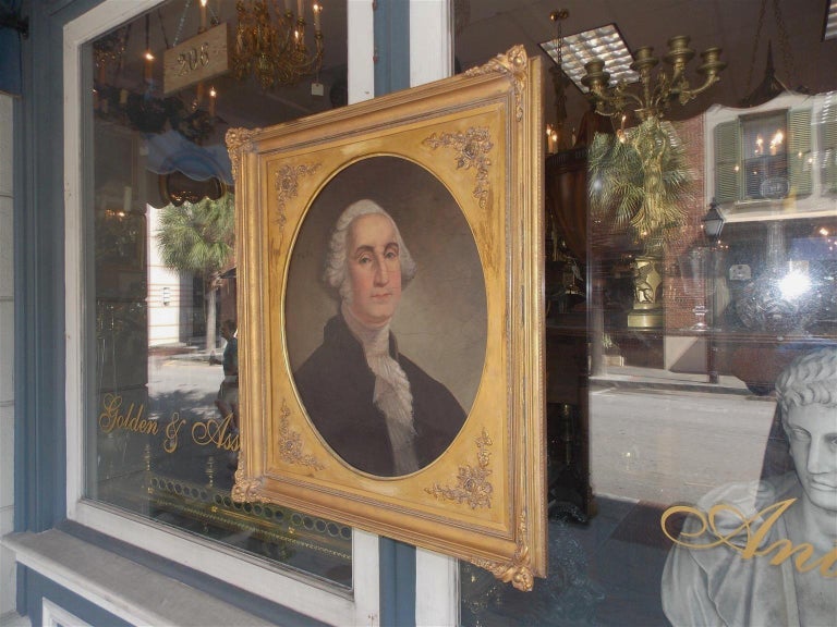 American Portrait of George Washington Oil on Canvas in Gilt Frame ...