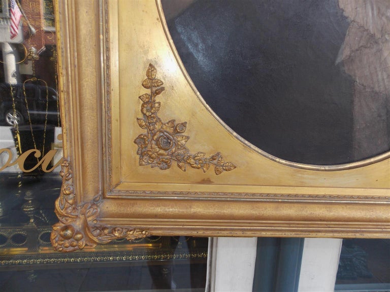 American Portrait of George Washington Oil on Canvas in Gilt Frame ...