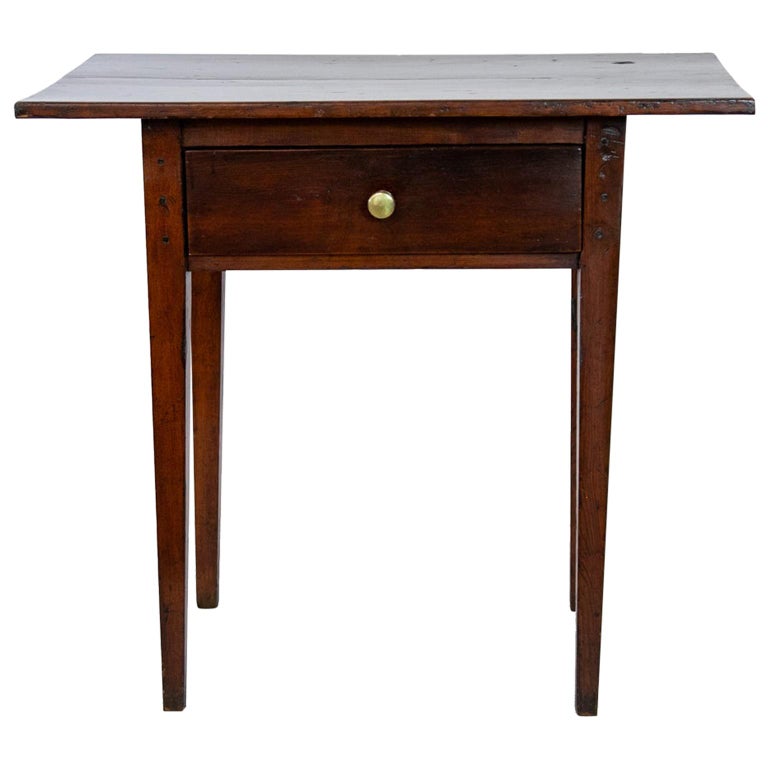 American Primitive Heart Pine One-Drawer Side Table at 1stDibs