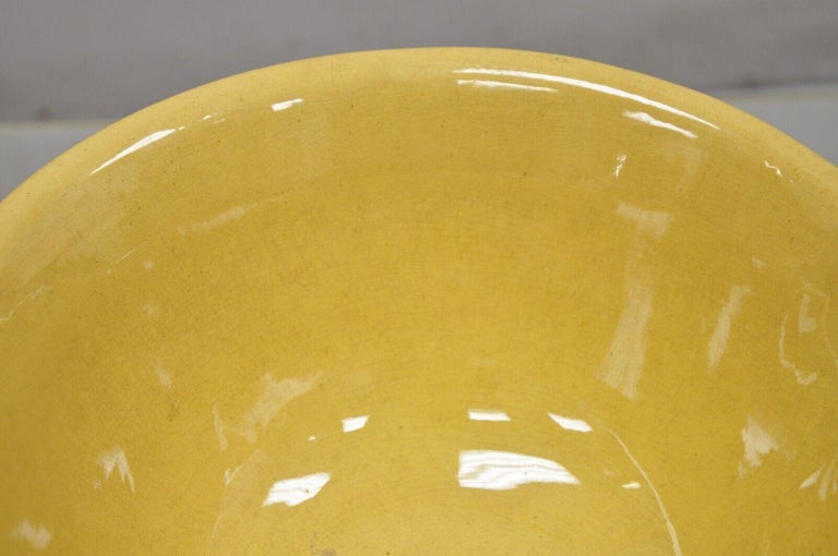 American Provincial Country Primitive Yellow Pottery Ceramic Wash Basin ...