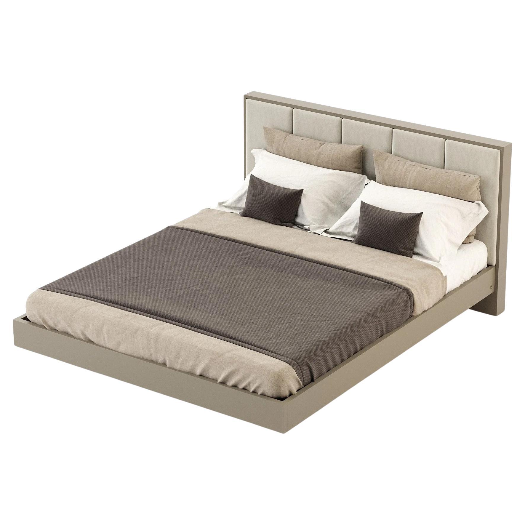 Zanotta Queen Size Box Bed with Container Unit in Beige Upholstery and ...