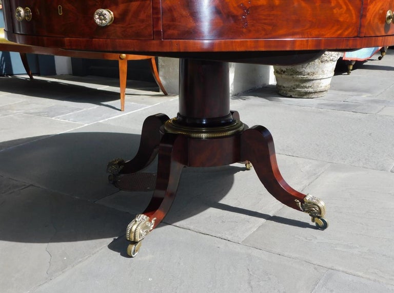 American Regency Mahogany Four Drawer Center Table with Desk, Phila. C ...