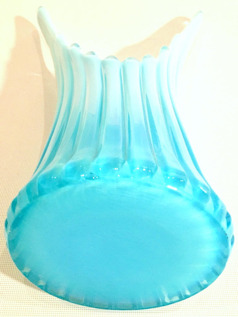 American Ribbed Opalescent Sky Blue Slag Glass Vase at 1stDibs | slag ...