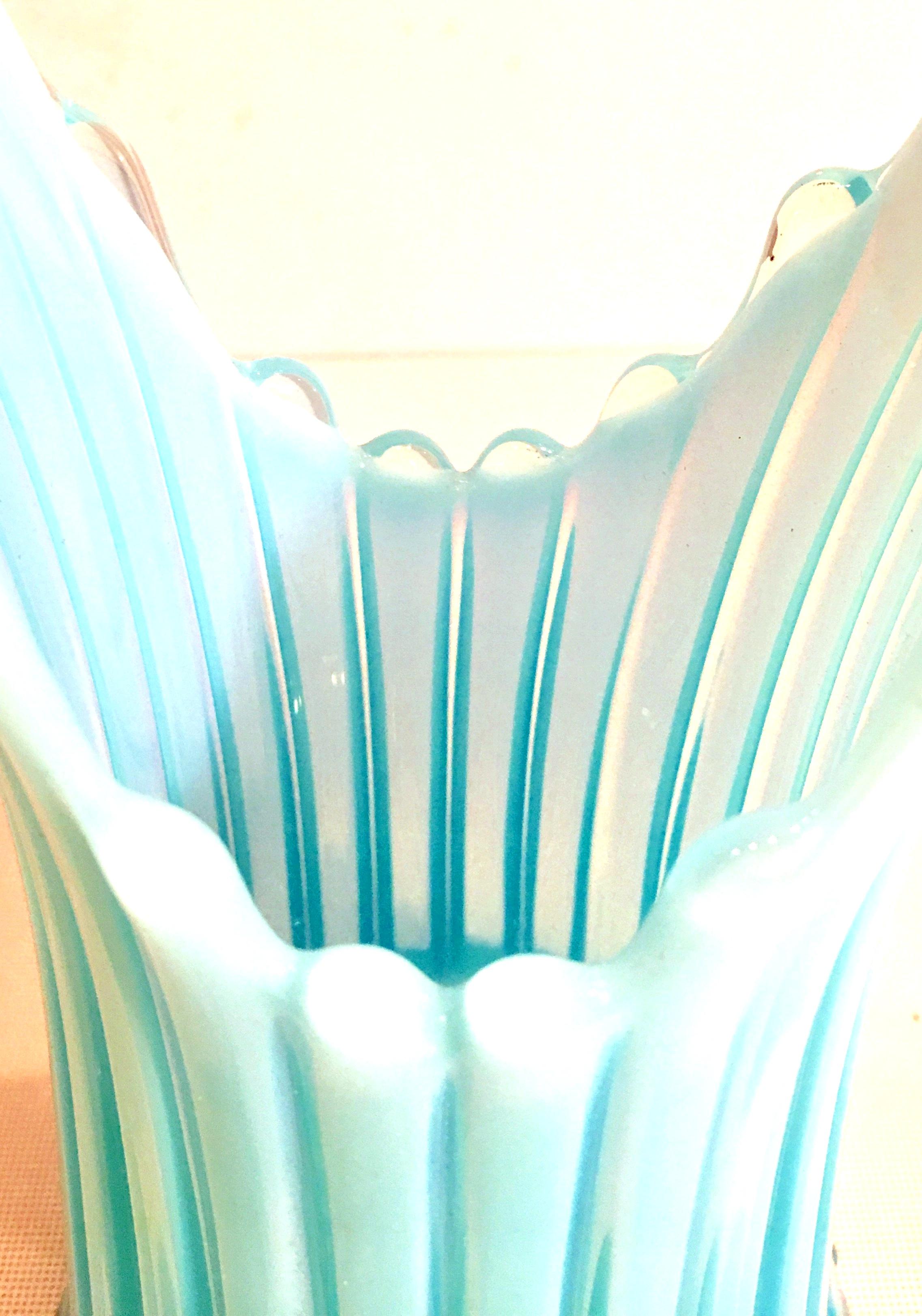 American Ribbed Opalescent Sky Blue Slag Glass Vase at 1stDibs | slag ...