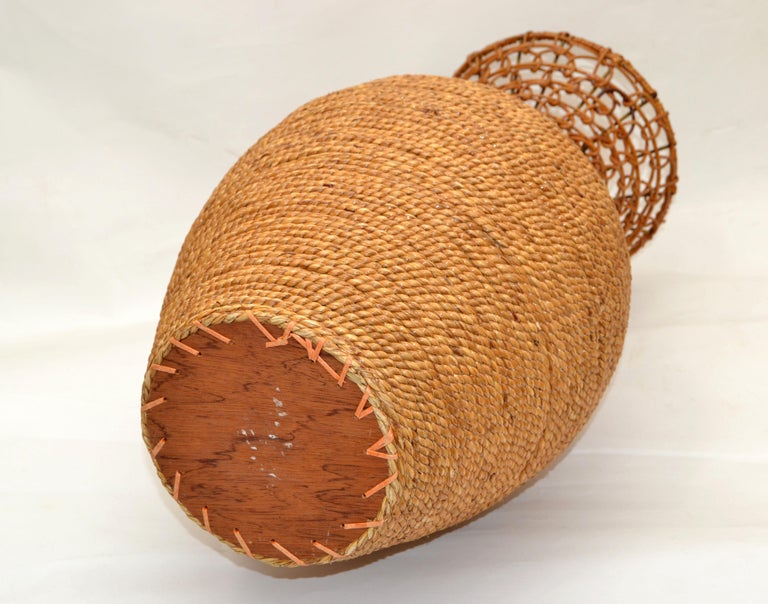 American Rope and Reed Handwoven Vase Mid-Century Modern For Sale at ...