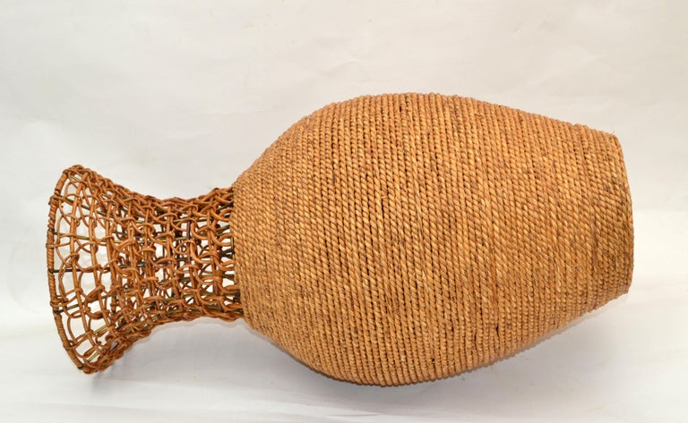 American Rope and Reed Handwoven Vase Mid-Century Modern For Sale at ...