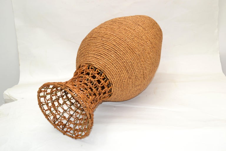 American Rope and Reed Handwoven Vase Mid-Century Modern For Sale at ...