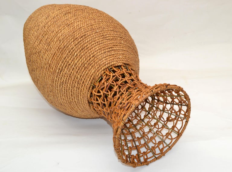 American Rope and Reed Handwoven Vase Mid-Century Modern For Sale at ...