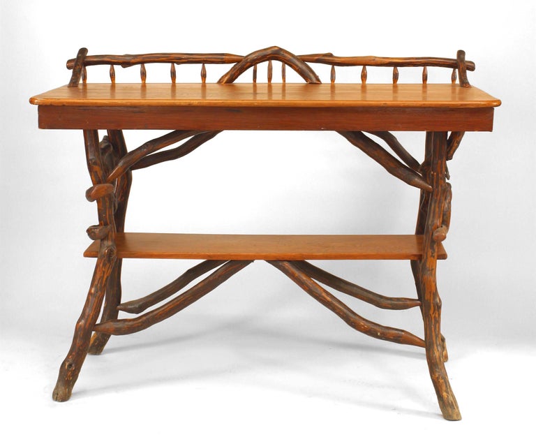 Ben Davis Rustic Adirondack Twig and Pine Console Table For Sale at 1stDibs