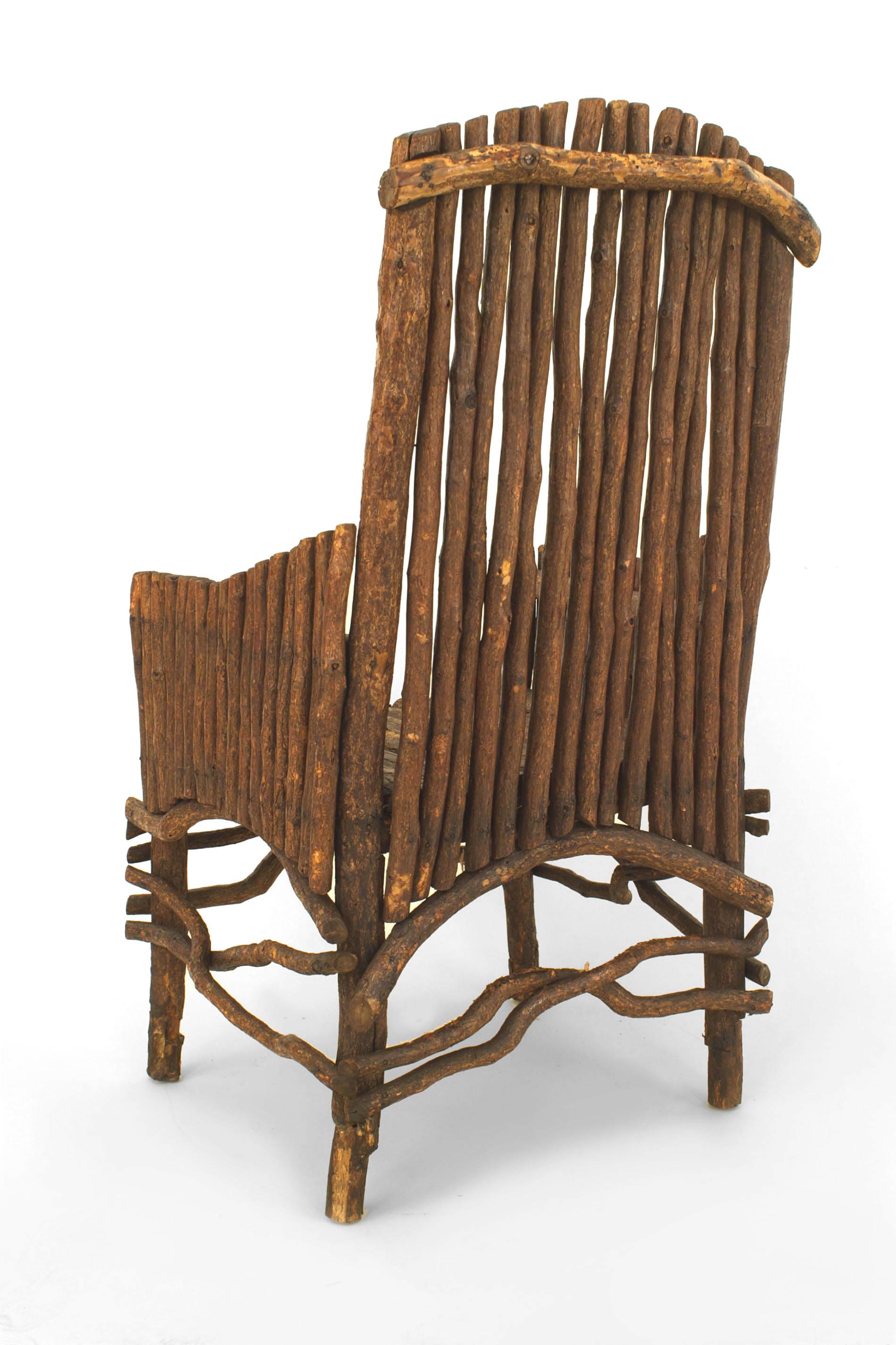 Rustic Adirondack Twig Arm Chair For Sale at 1stDibs