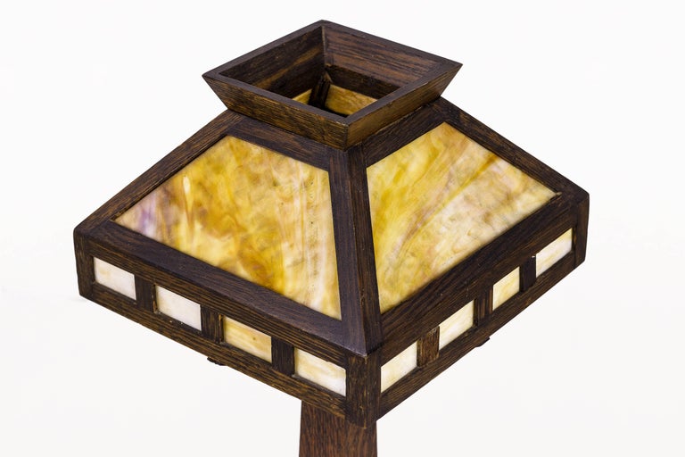 American Rustic Mission Style Oak Table Lamp, circa 1920, USA For Sale ...