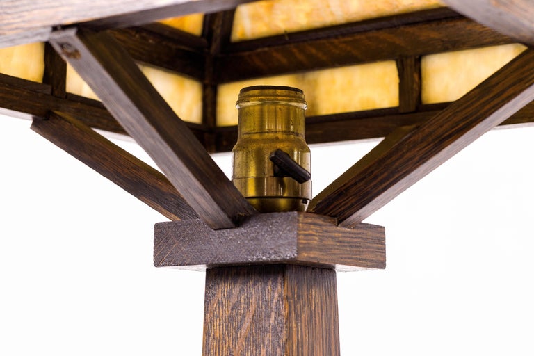 American Rustic Mission Style Oak Table Lamp, circa 1920, USA For Sale ...