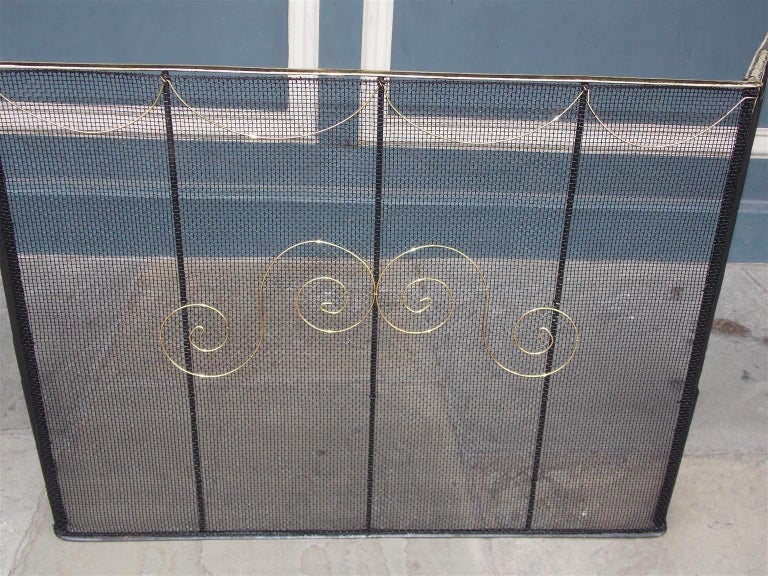 American Scroll Wire and Brass Decorative Swag Folding Nursery Screen ...