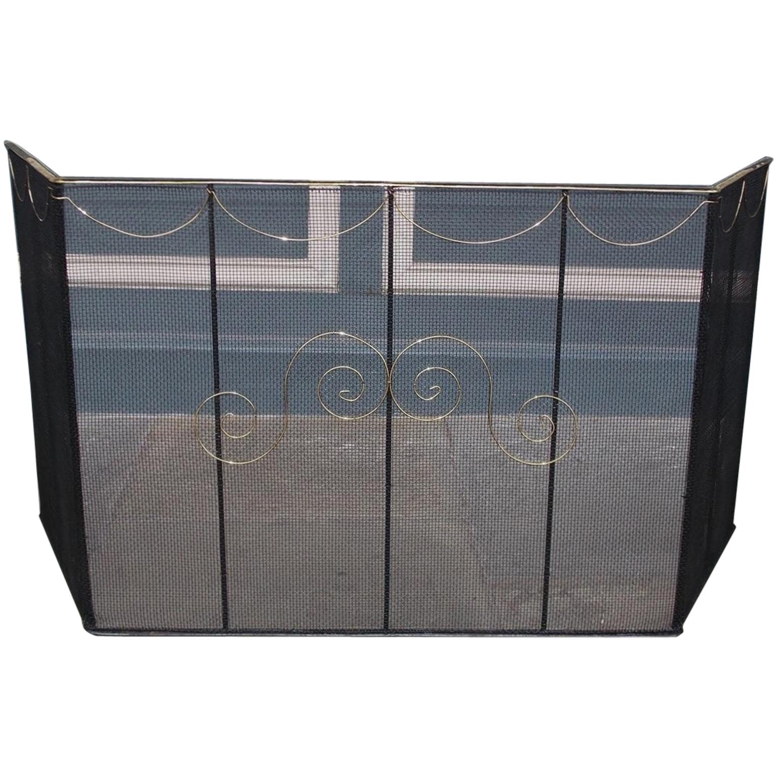 American Scroll Wire and Brass Decorative Swag Folding Nursery Screen ...