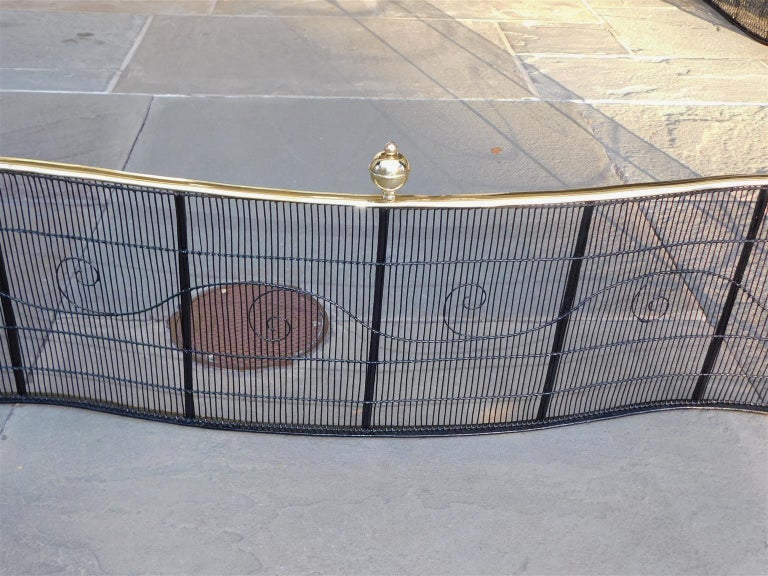 American Serpentine Brass and Artistic Wire Work Ball Finial Fire ...