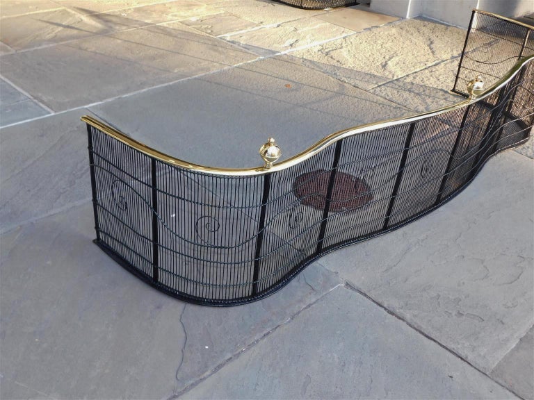 American Serpentine Brass and Artistic Wire Work Ball Finial Fire ...