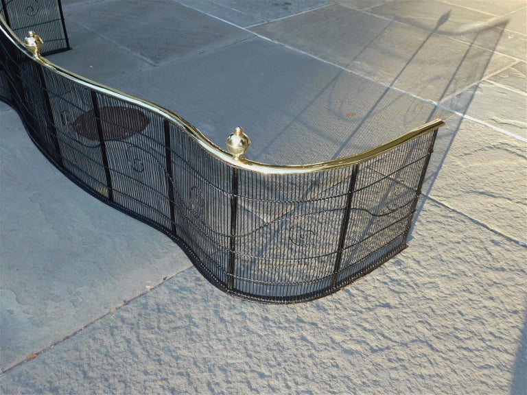 American Serpentine Brass and Artistic Wire Work Ball Finial Fire ...