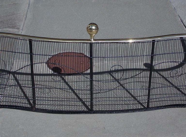 American Serpentine Brass Finial and Artistic Wire Work Fire Fender ...