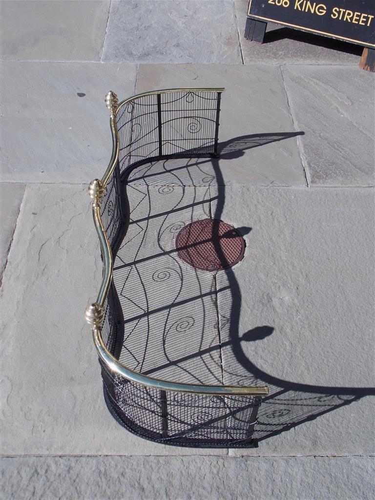 American Serpentine Brass Finial and Artistic Wire Work Fire Fender ...