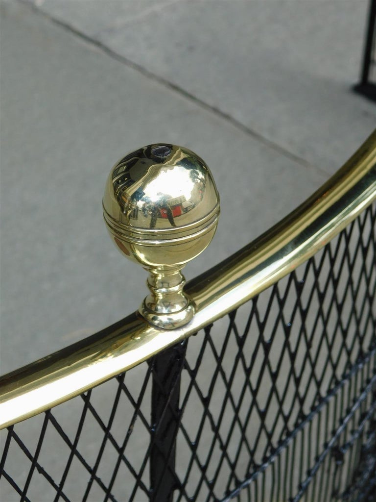 American Serpentine Brass Finial and Artistic Wire Work Fire Fender ...