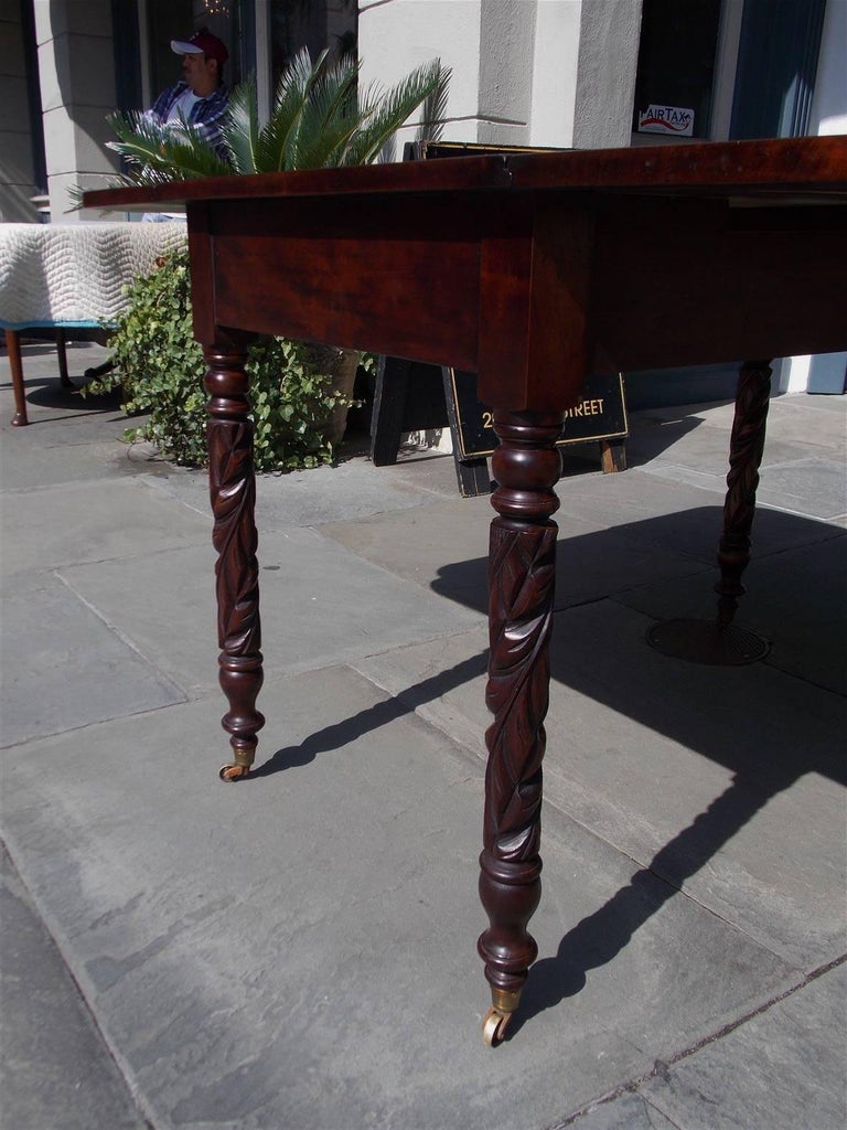 American Sheraton Cherry Acanthus Carved Drop-Leaf Table on Casters ...