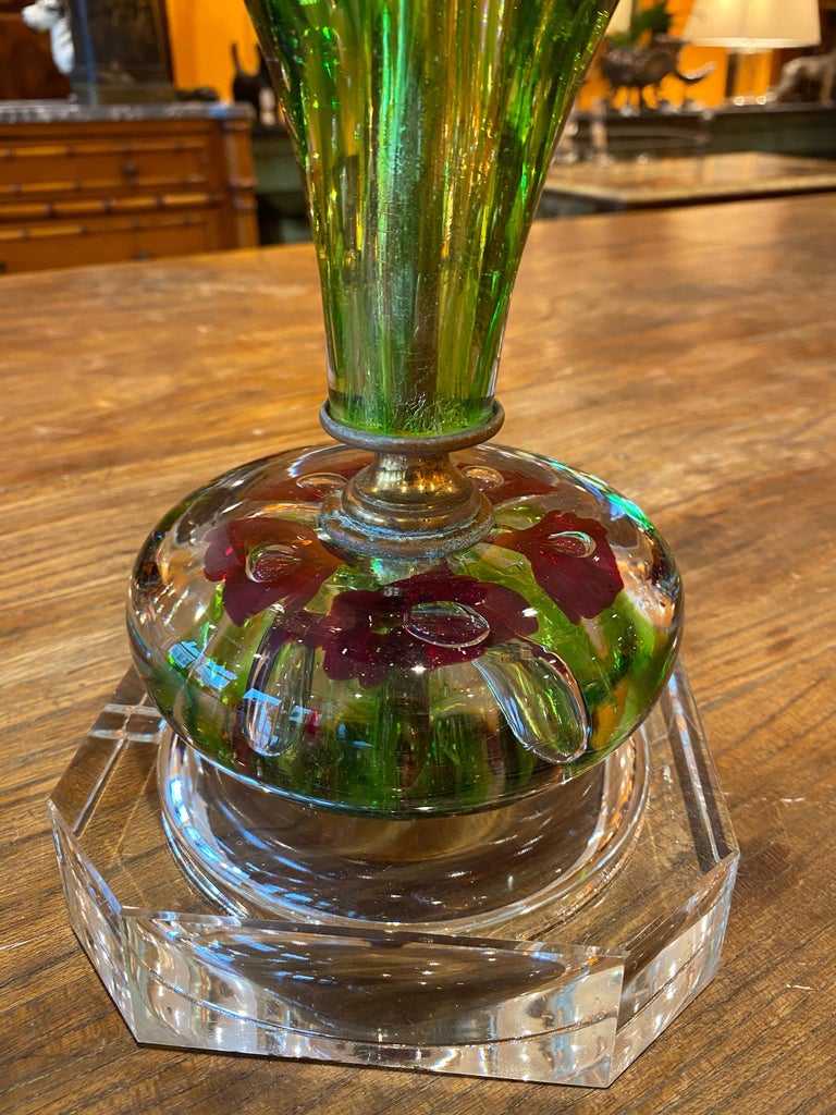American St. Clair Paperweight Glass Lamp, Mid-20th Century at 1stDibs