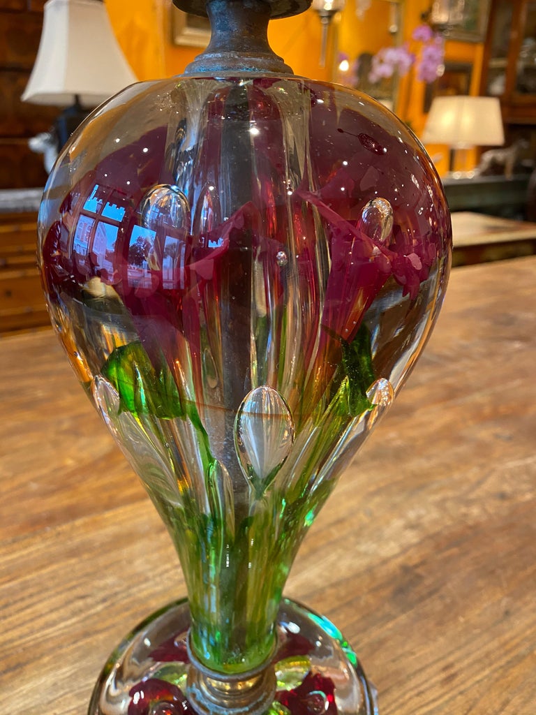 American St. Clair Paperweight Glass Lamp, Mid-20th Century at 1stDibs
