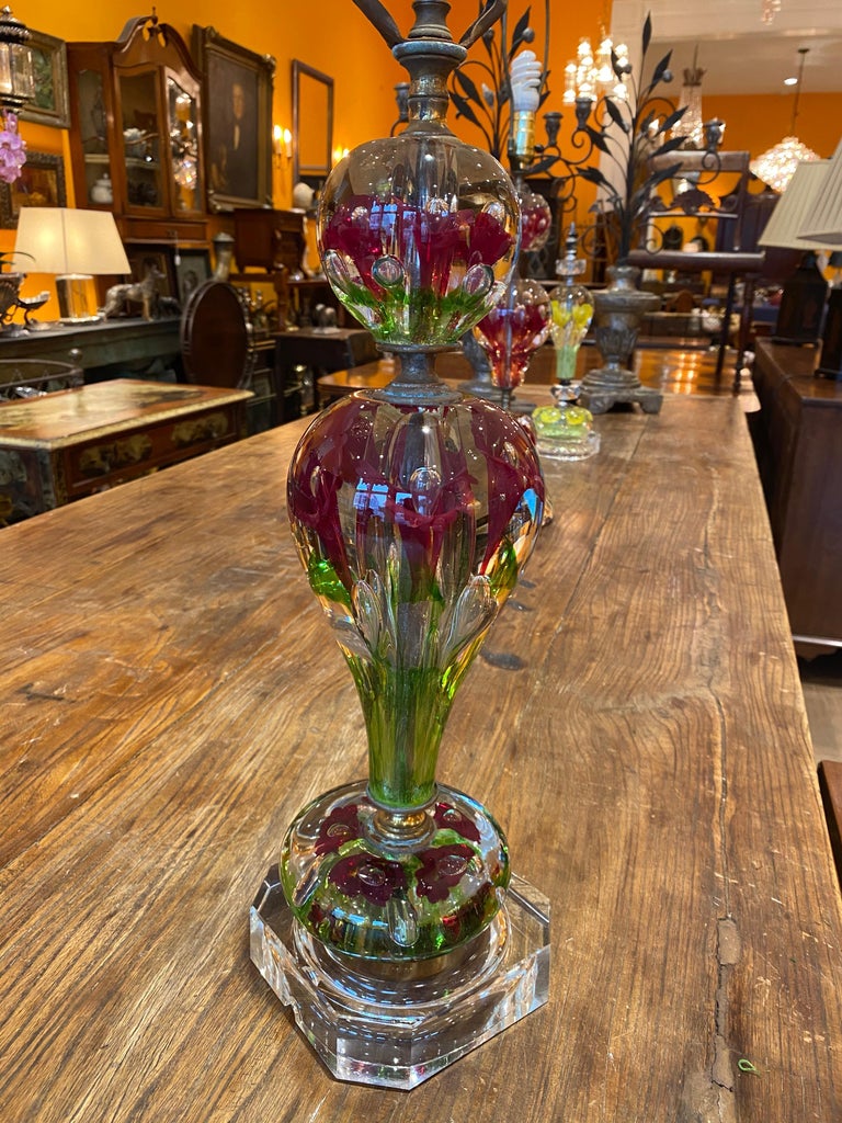 American St. Clair Paperweight Glass Lamp, Mid-20th Century at 1stDibs