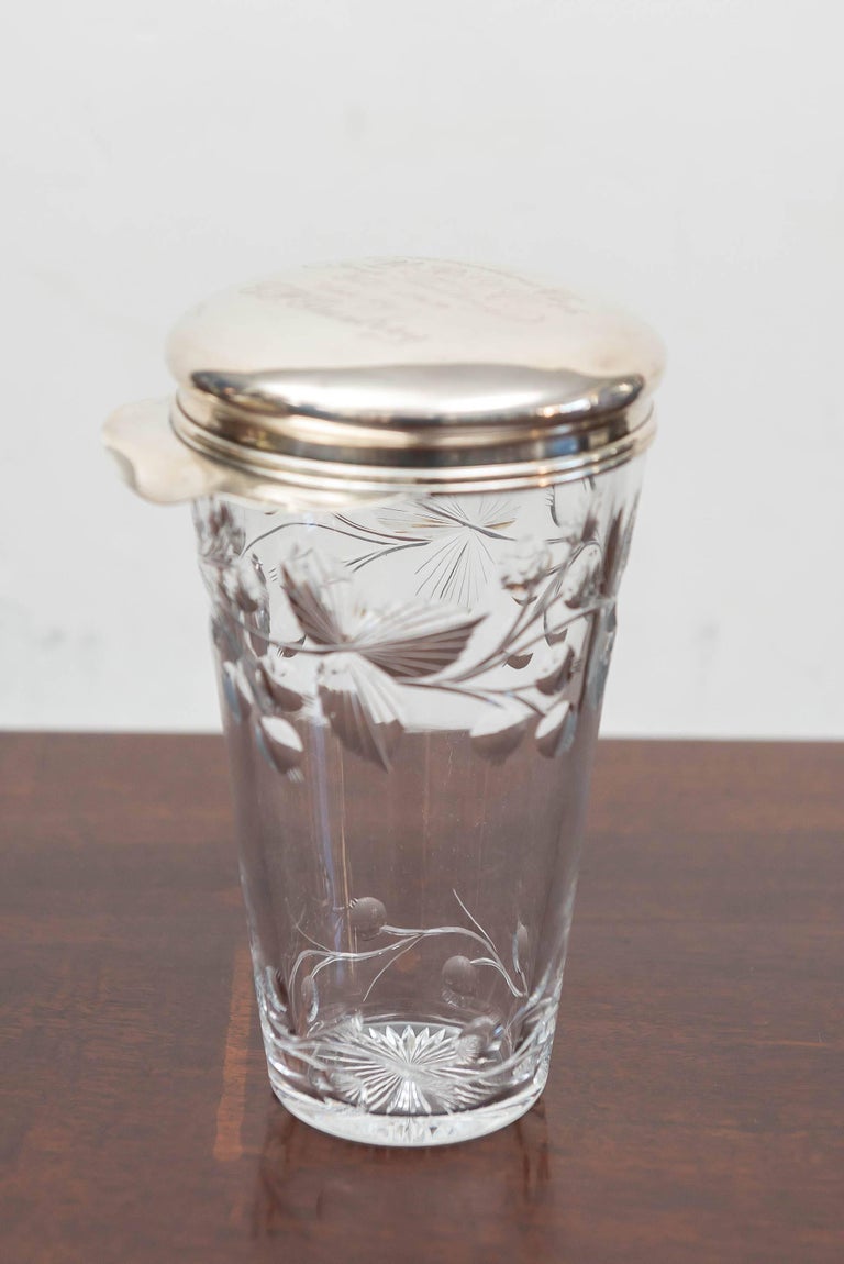 American Sterling, Cut Glass Cocktail Shaker or Trophy, New Rochelle N ...