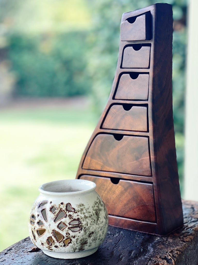 American Studio Craft Sculptural Black Walnut Box by Designer Craftsman ...