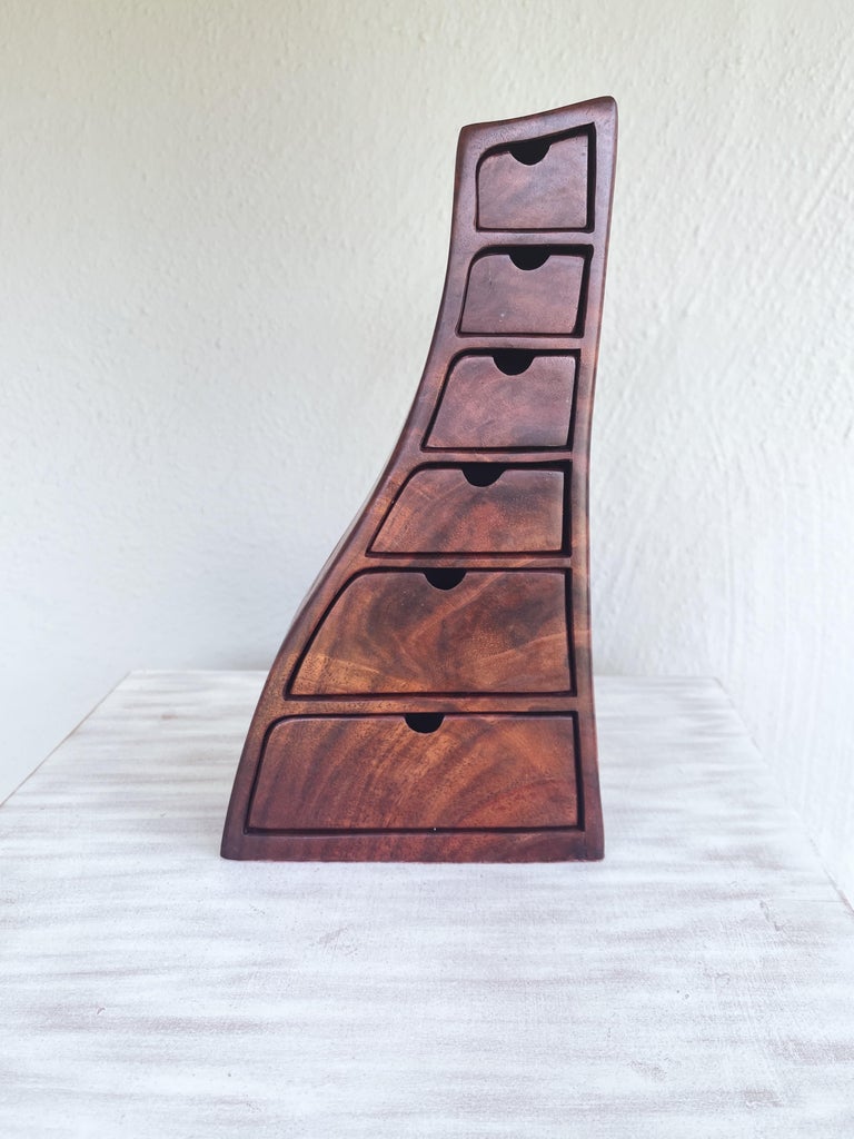 American Studio Craft Sculptural Black Walnut Box by Designer Craftsman ...