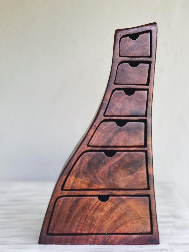 American Studio Craft Sculptural Black Walnut Box by Designer Craftsman ...