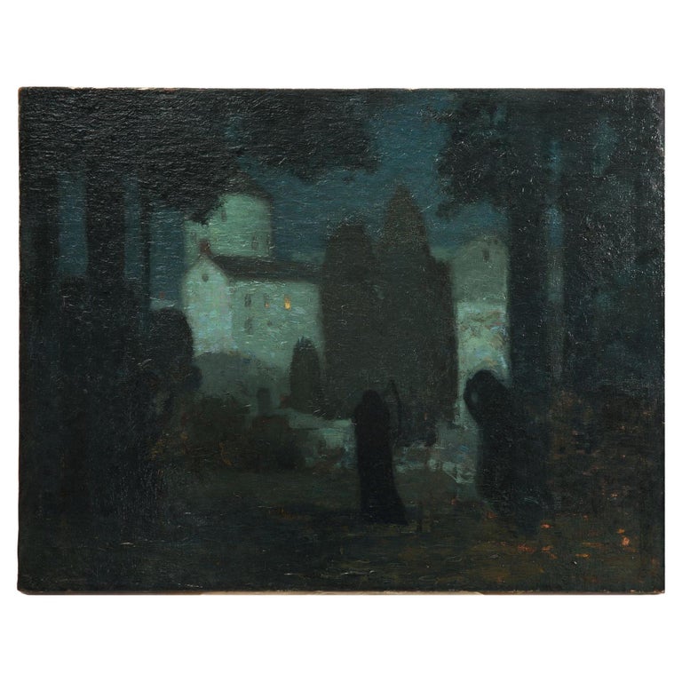 American Tonalist Landscape Painting “The Intruder” by John Fabian ...