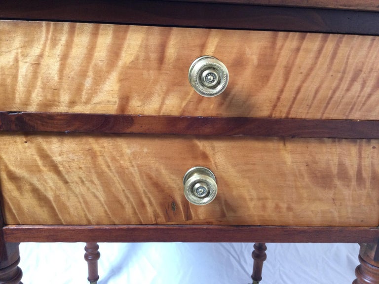 American Two Drawer Work Table in Cherry and Curly Maple, circa 1830 ...