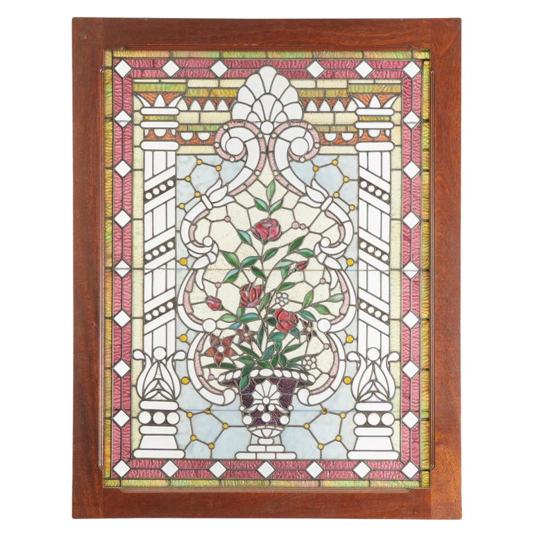 American Victorian Leaded Glass Window For Sale at 1stDibs