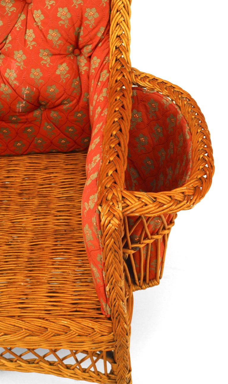 American Victorian Wicker Wing Chair For Sale at 1stDibs