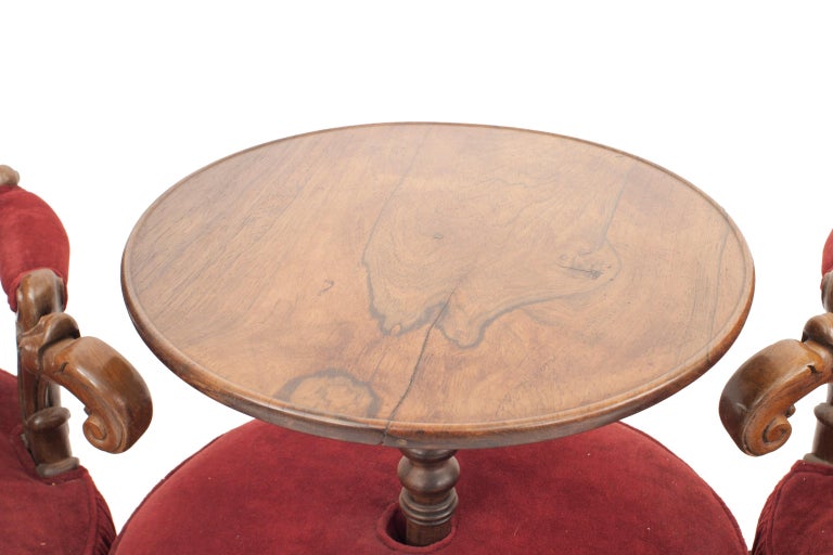 American Victorian Red Velvet Tete-a-tete For Sale at 1stDibs