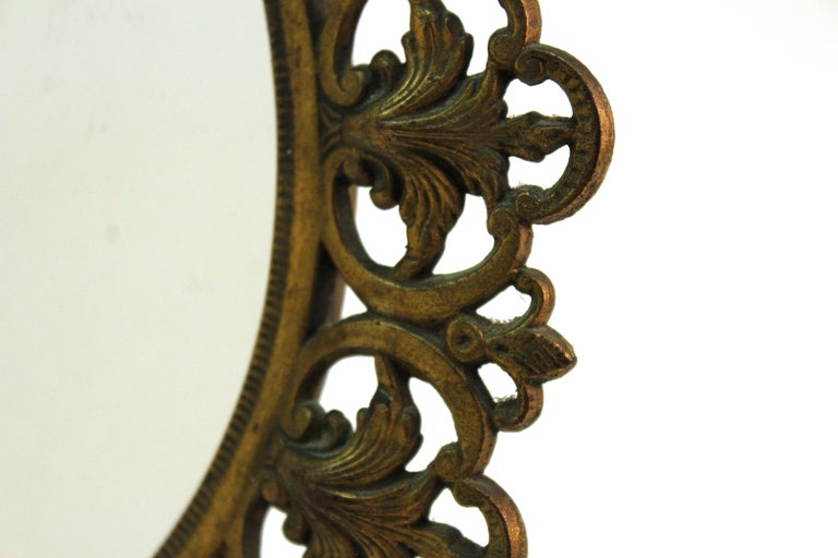 American Victorian Round Gilt Metal Table Mirrors For Sale at 1stDibs