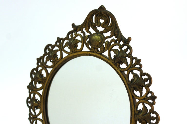American Victorian Round Gilt Metal Table Mirrors For Sale at 1stDibs