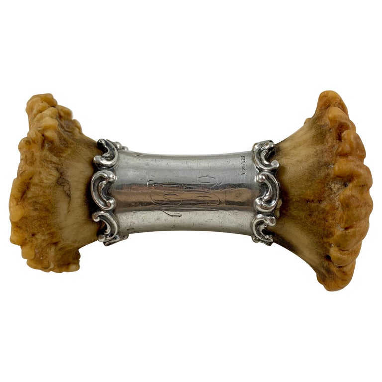 American Victorian Sterling Silver and Deer Antler Crown Carving Knife ...