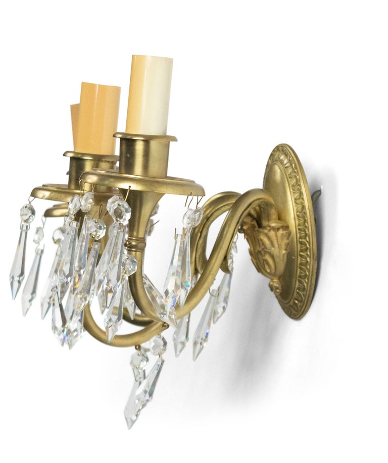 American Victorian Style Bronze and Crystal Wall Sconces For Sale at ...
